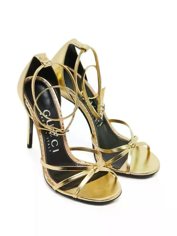 Gucci Knot Detail Ankle Strap Stiletto Sandals