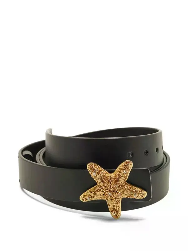 Dior Starfish Buckle Leather Belt - Black