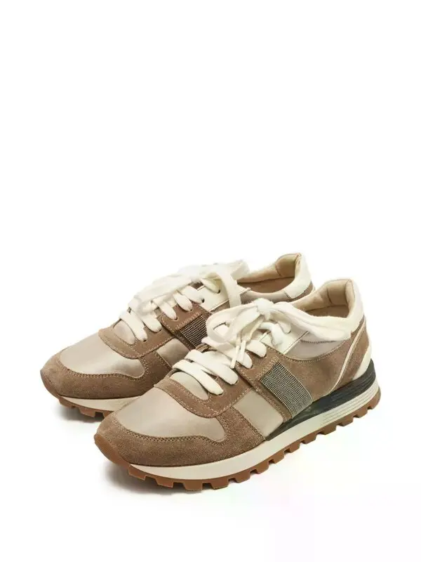 Brunello Cucinelli Monili Embellished Suede Sneakers
