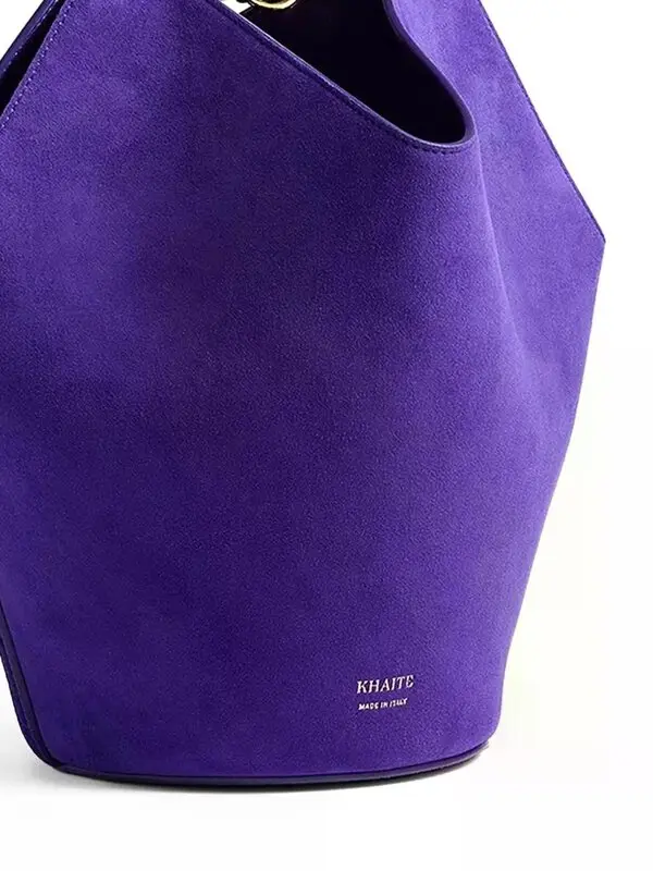 Khaite Mini Lotus Tote In Amethyst Haircalf And Suede