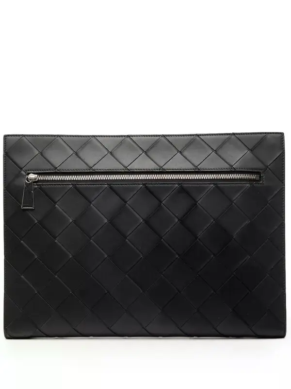 Bottega Veneta Nappa Maxi Intrecciato Document Case Clutch Bag - Black