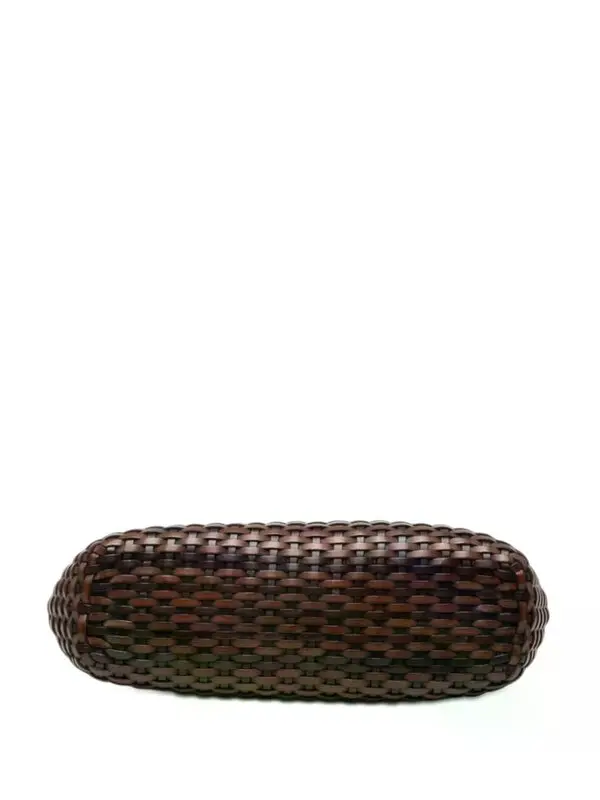 Gucci 20th Century Woven Leather Bamboo Satchel