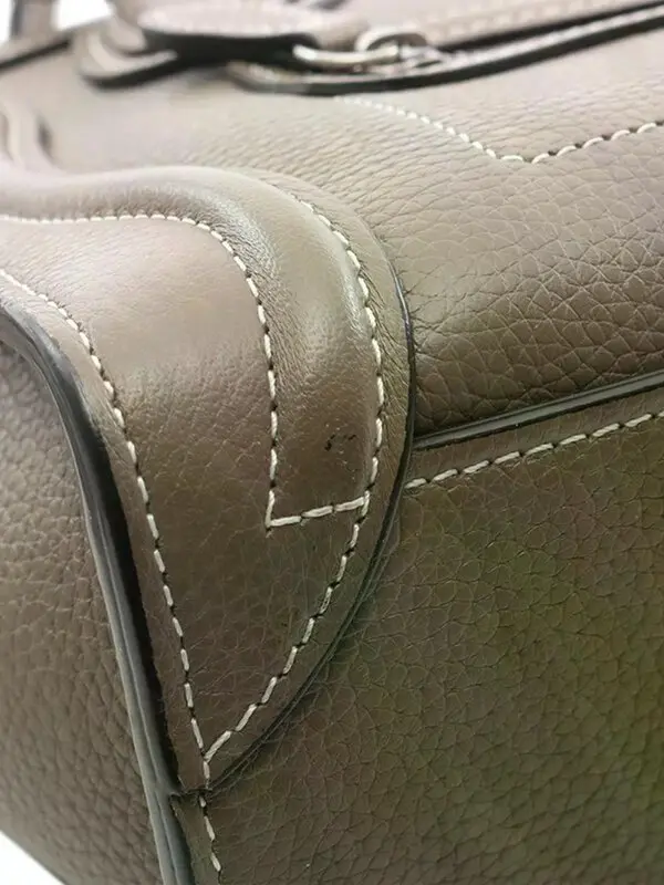 Celine Leather Luggage Tote Satchel - Grey