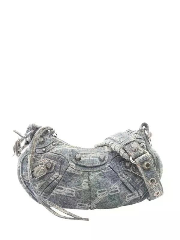 Balenciaga 2018-2026 Mini Bb Monogram Denim Le Cagole Satchel