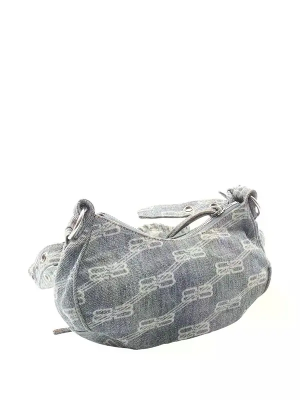 Balenciaga 2018-2026 Mini Bb Monogram Denim Le Cagole Satchel