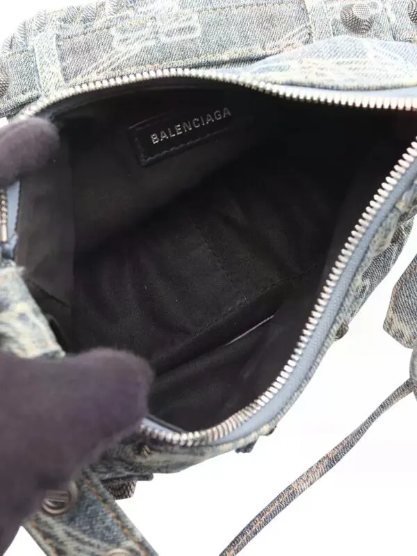 Balenciaga 2018-2026 Mini Bb Monogram Denim Le Cagole Satchel
