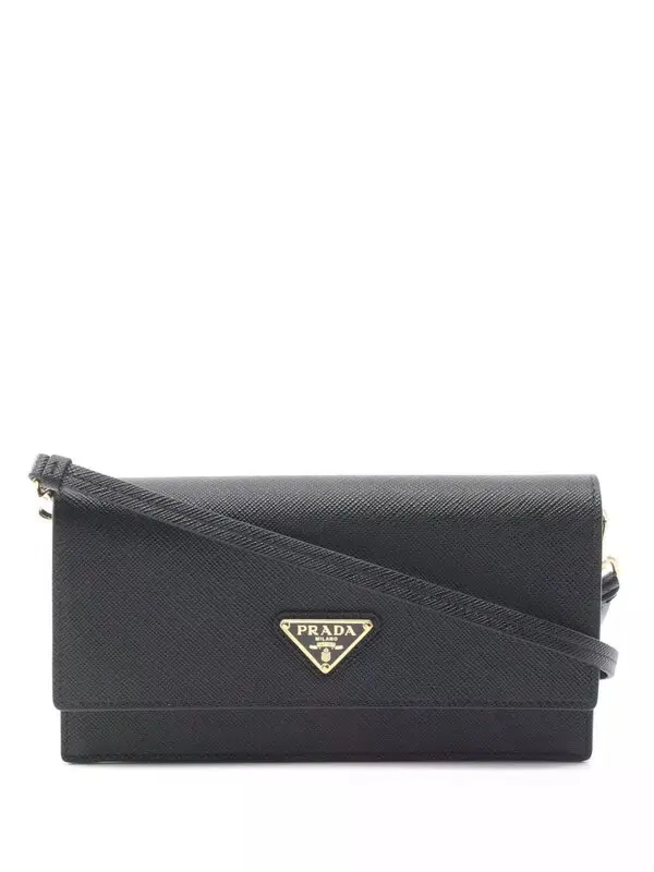 Prada 2010-2026 Saffiano Clutch On Strap Crossbody Bag