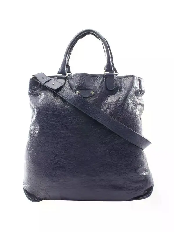 Balenciaga 2010-2026 Lambskin Motocross Classic Convertible Tote Satchel - Blue