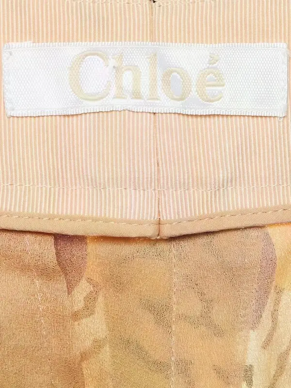 Chloé Abstract Print Silk High-waisted Ruffled Hem Shorts