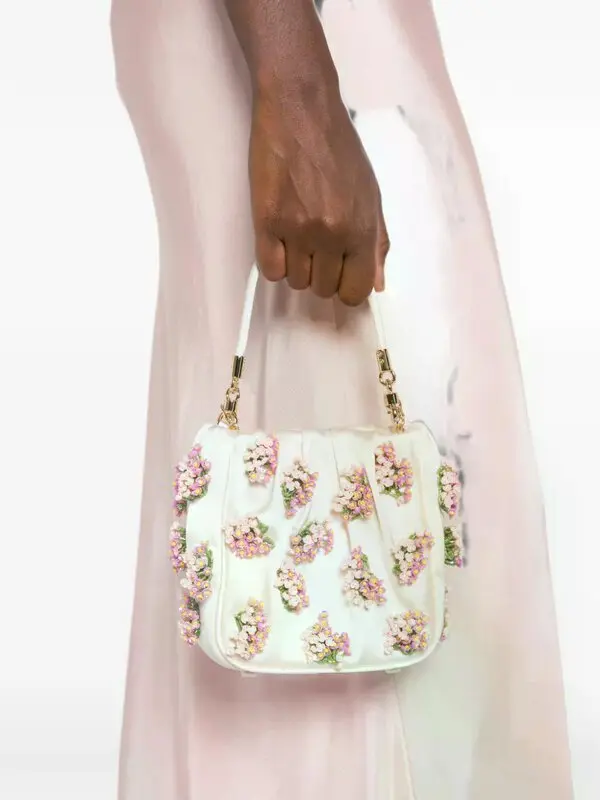 SELF-PORTRAIT Floral-beaded Satin Mini Tote Bag