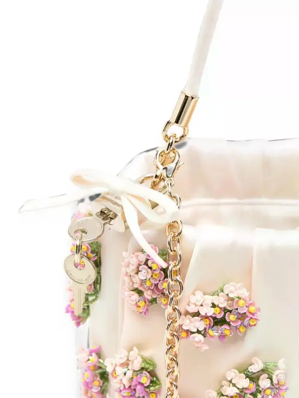 SELF-PORTRAIT Floral-beaded Satin Mini Tote Bag