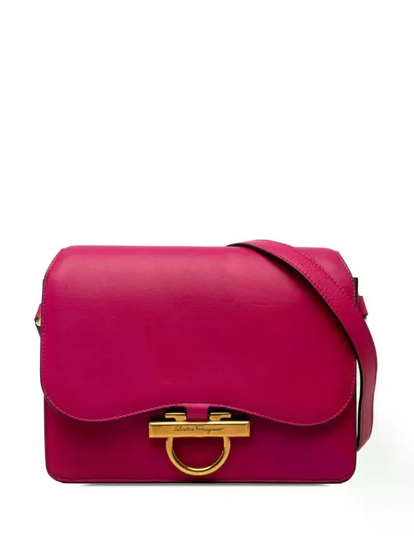 FERRAGAMO Calfskin Joanne Gancini Crossbody Bag - Pink