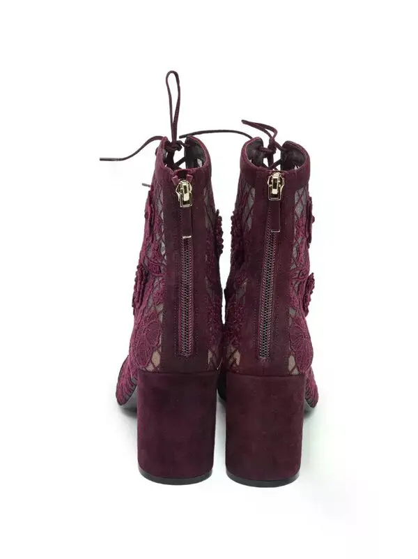 Dior Embroidered Suede Ankle Boots - Purple