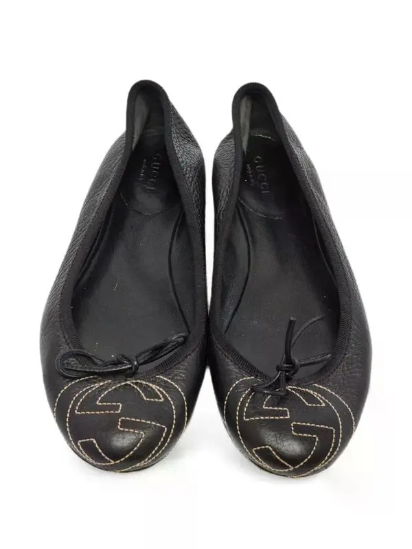 Gucci Leather Interlocking Gg Ballet Flats