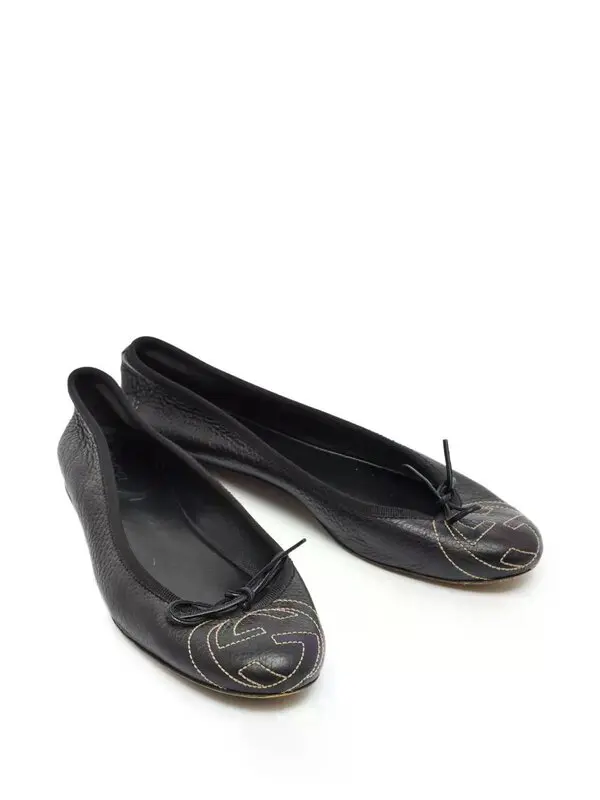 Gucci Leather Interlocking Gg Ballet Flats