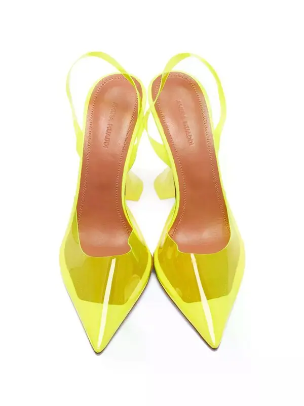Amina Muaddi Holli Glass Slingback Pumps - Yellow