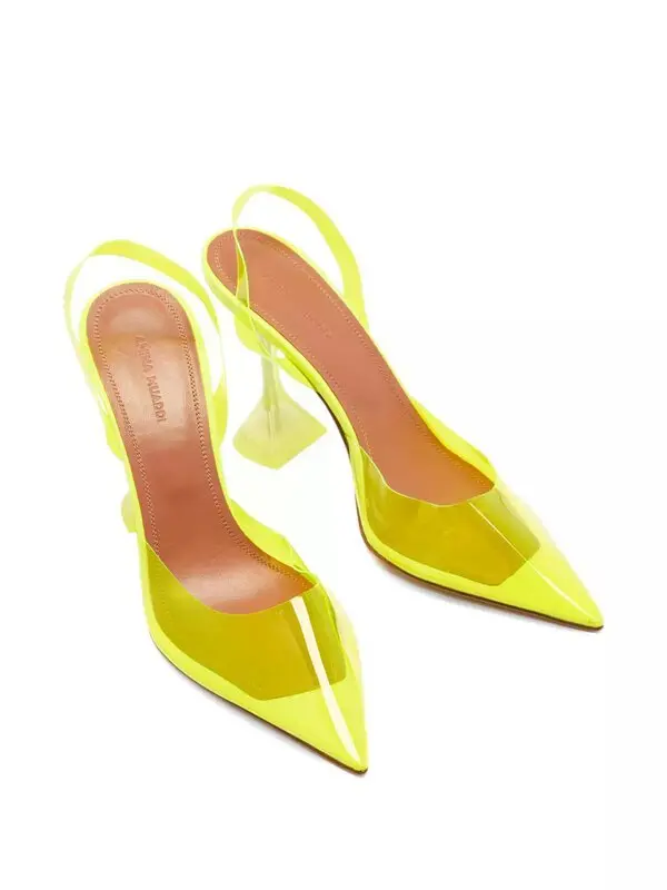 Amina Muaddi Holli Glass Slingback Pumps - Yellow