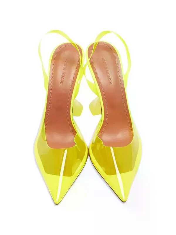 Amina Muaddi Holli Glass Slingback Pumps - Yellow