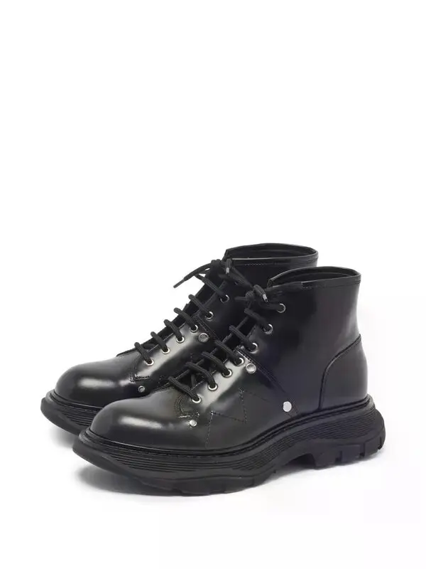 Alexander McQueen Leather Lace-up Combat Boots - Black