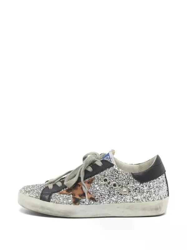 GOLDEN GOOSE Super Star Glitter Sneakers - Silver