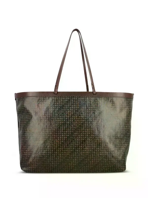 Balenciaga Logo-print Leather-trimmed Tote Bag - Brown