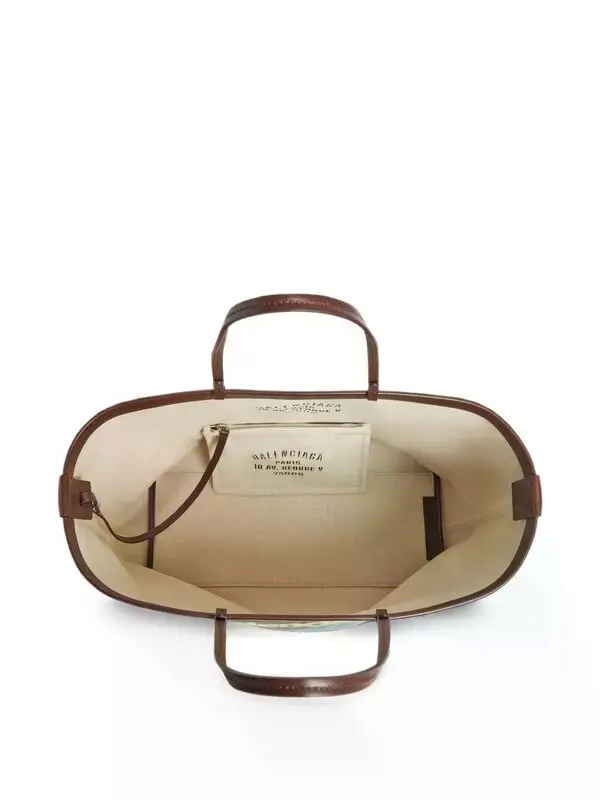 Balenciaga Logo-print Leather-trimmed Tote Bag - Brown