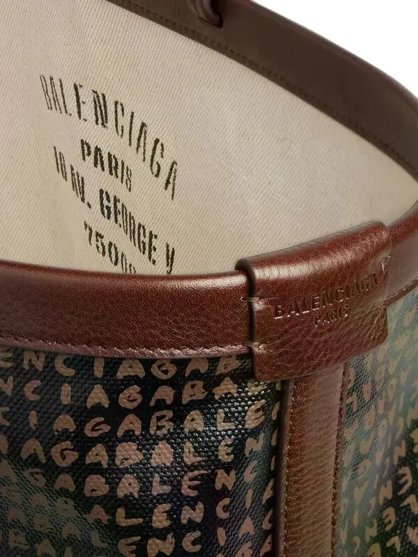 Balenciaga Logo-print Leather-trimmed Tote Bag - Brown