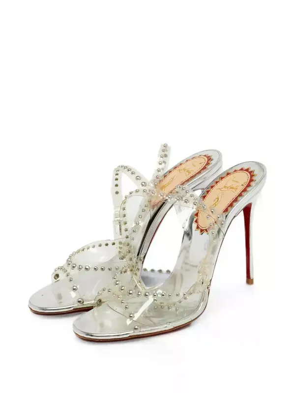 CHRISTIAN LOUBOUTIN Icon A Clous Studded Heeled Sandals - Silver