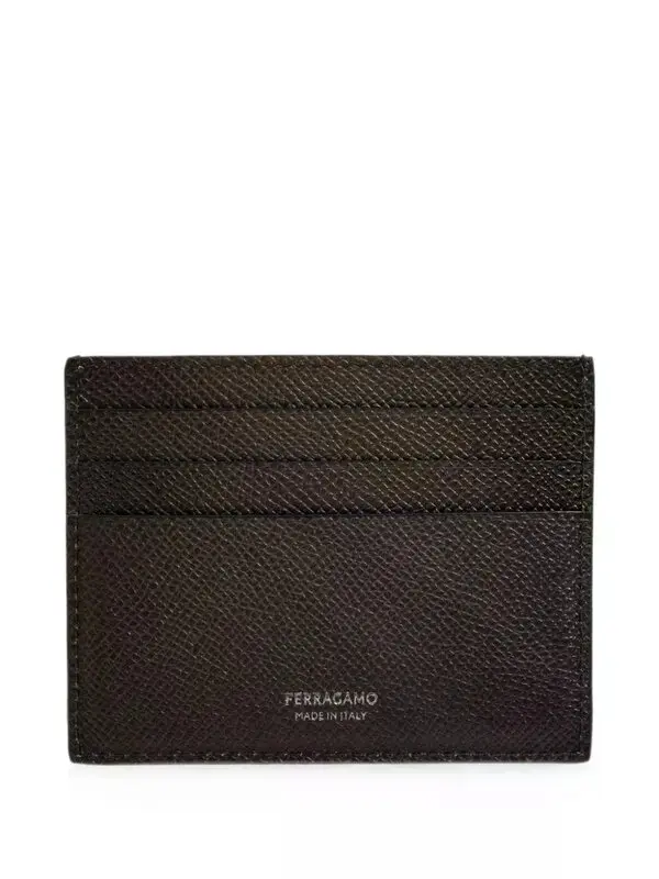 FERRAGAMO Micro Gancini Grained Leather Card Holder