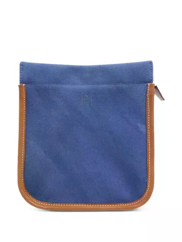 Hermès Camaiueu Embroidered-logo Pouch - Blue
