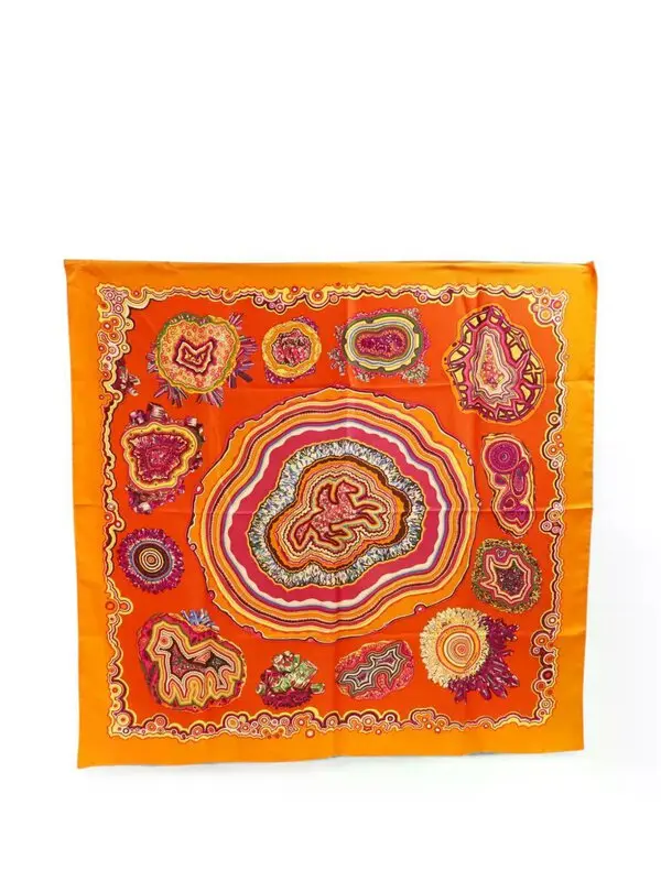 Hermès Pierres Et Cristaux Scarf - Orange