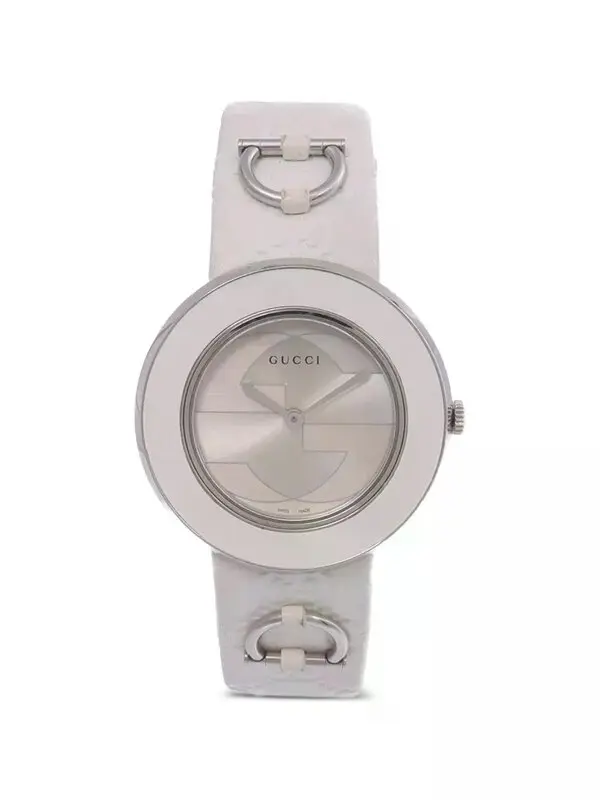 Gucci U-play 35mm Watch With -tone Dial And Leather Strap - Silver