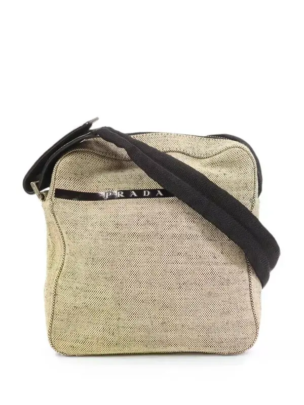 Prada Logo-patch Canvas Shoulder Bag