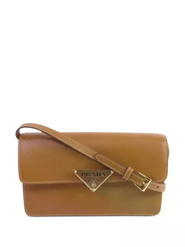 Prada Saffiano Leather Mini Shoulder Bag - Brown