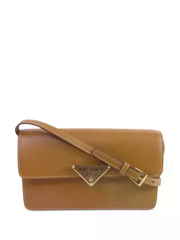 Prada Saffiano Leather Mini Shoulder Bag - Brown