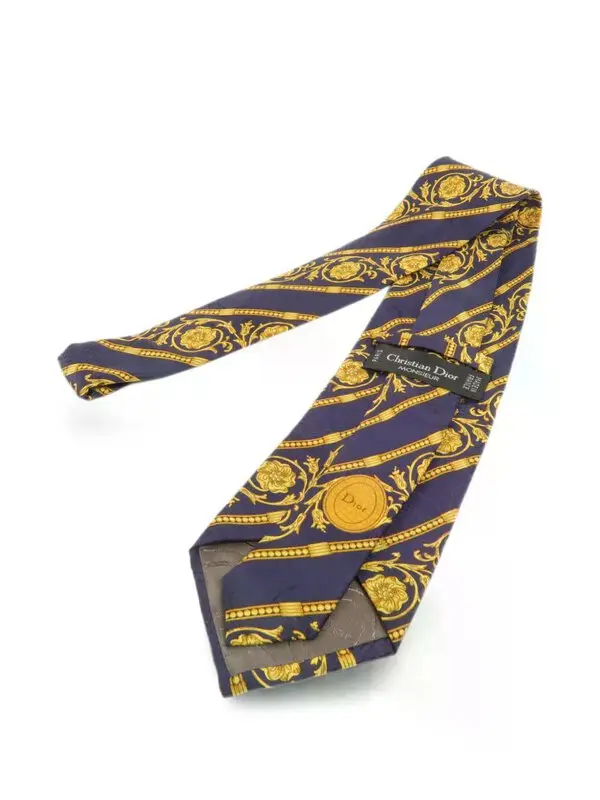 Dior Silk Floral Tie - Blue
