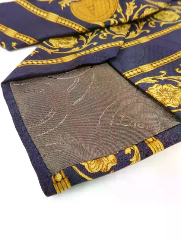 Dior Silk Floral Tie - Blue