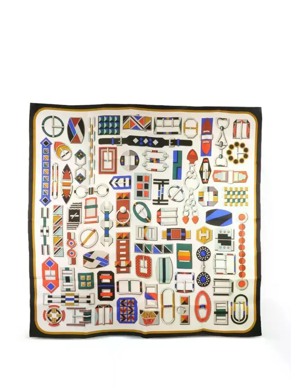 Hermès Carré En Boucles Silk Scarf - White