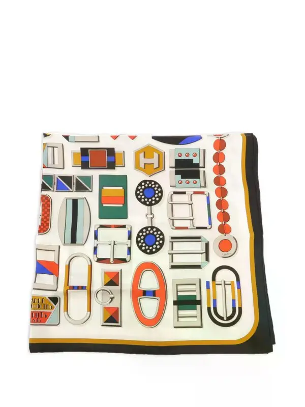 Hermès Carré En Boucles Silk Scarf - White