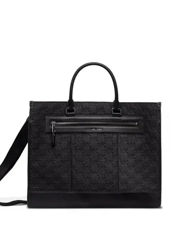 Michael Kors Jet Set Monogram Leather Tote Bag - Black