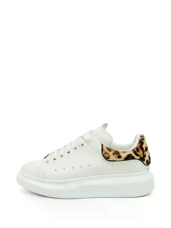 Alexander McQueen Oversized Low-top Sneakers With Leopard Print Heel Tab - White