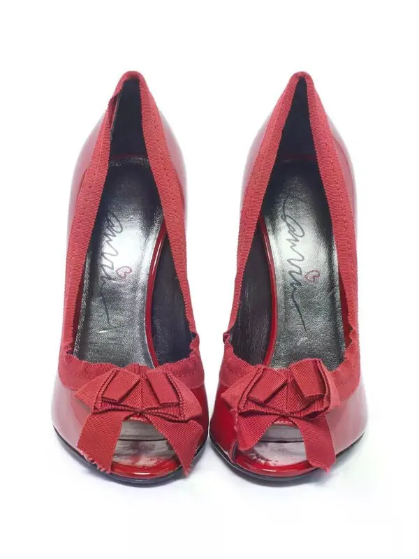 LANVIN Patent Leather Bow Peep-toe Pumps