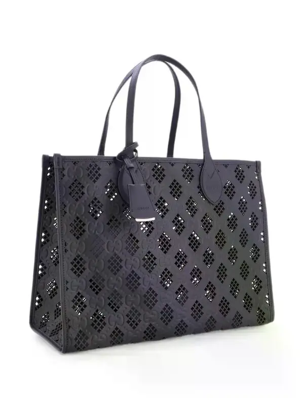 Gucci Gg Debossed Laser Cut Leather Medium Tote Bag