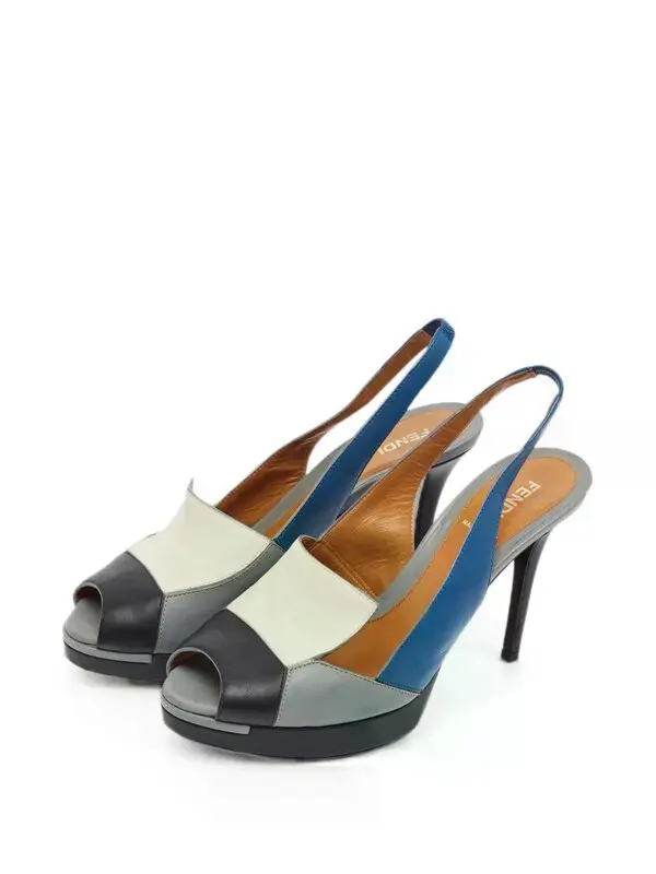 Fendi Geometric-panel Slingback Stiletto Sandals