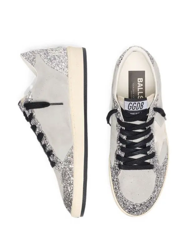 GOLDEN GOOSE Ball Star Leather Sneakers With Glitter Detail