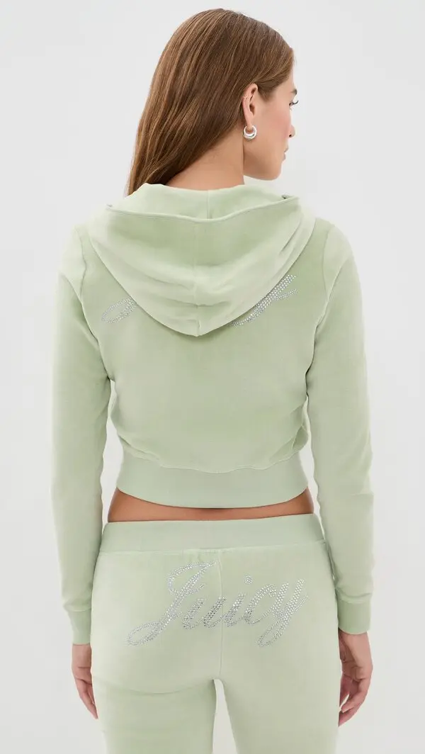 SPORTY & RICH Juicy Script Velour Zip Hoodie