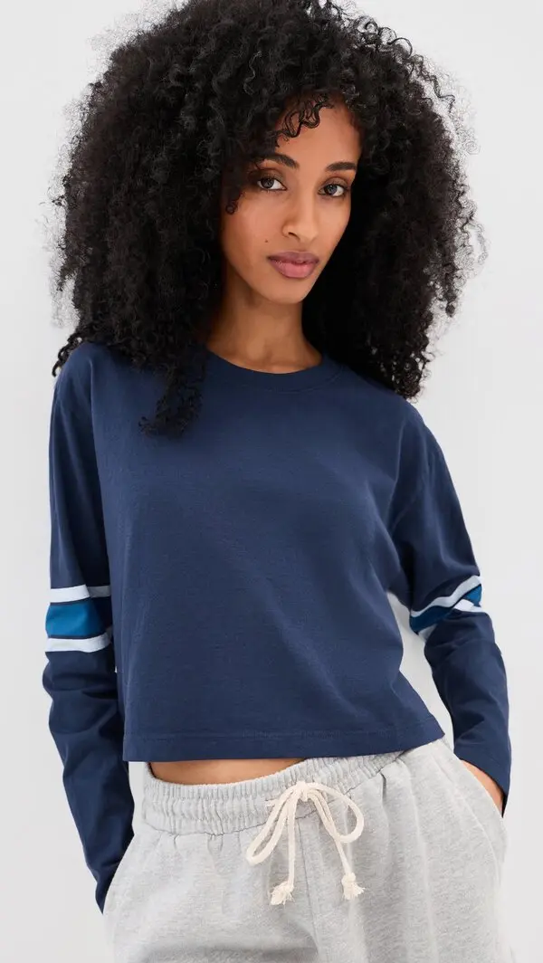 STATE & LAKE Long Sleeve Baller Tee - Navy