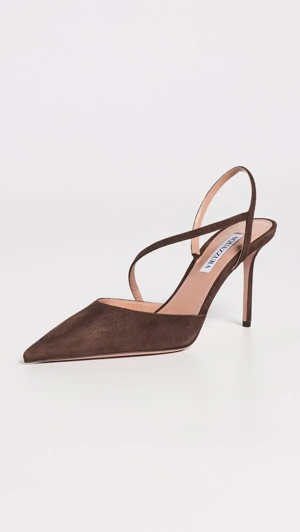 AQUAZZURA Dynasty Suede Slingback Pumps - Espresso