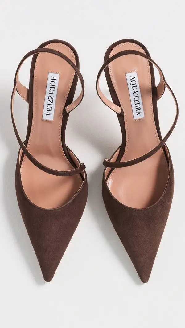 AQUAZZURA Dynasty Suede Slingback Pumps - Espresso