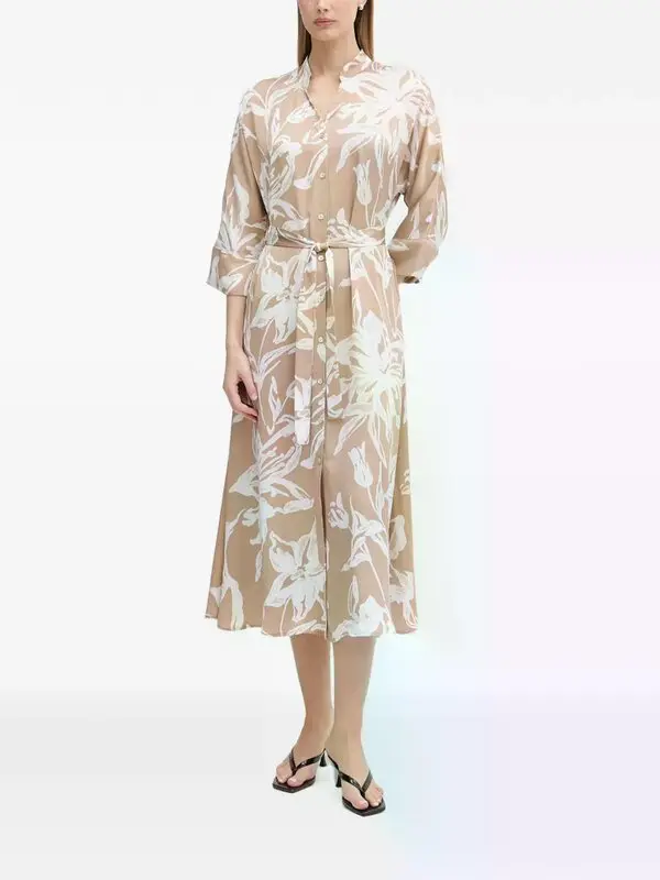 Joseph Ribkoff Floral Print Belted Midi Dress